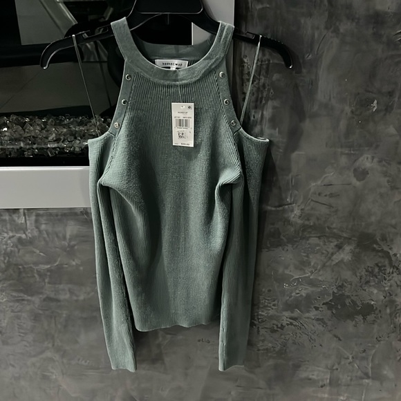 Sweaters | Cold Shoulder Sweater Large Army Green New | Poshmark